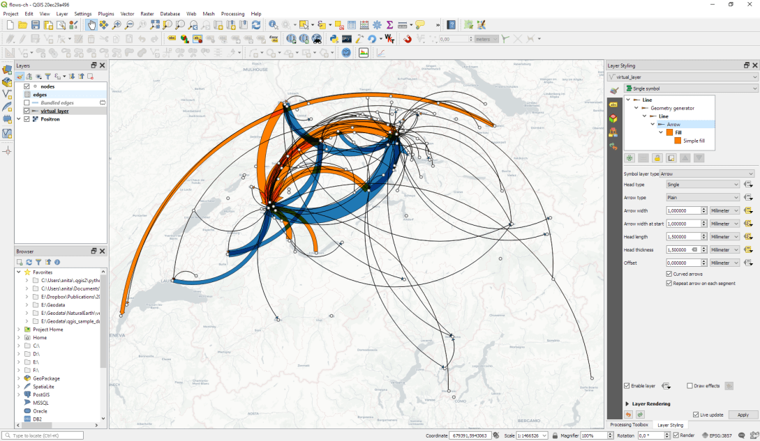 Flow maps in QGIS – no plugins needed! | Free and Open Source GIS Ramblings