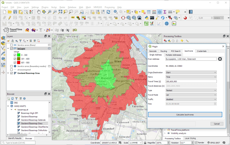 Five QGIS network analysis toolboxes for routing and isochrones | Free ...